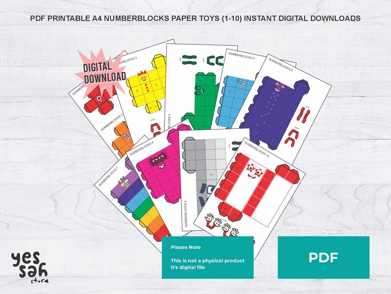 PDF Printable A4 Numberblocks Paper Toys (1-10) Instant Digital ...