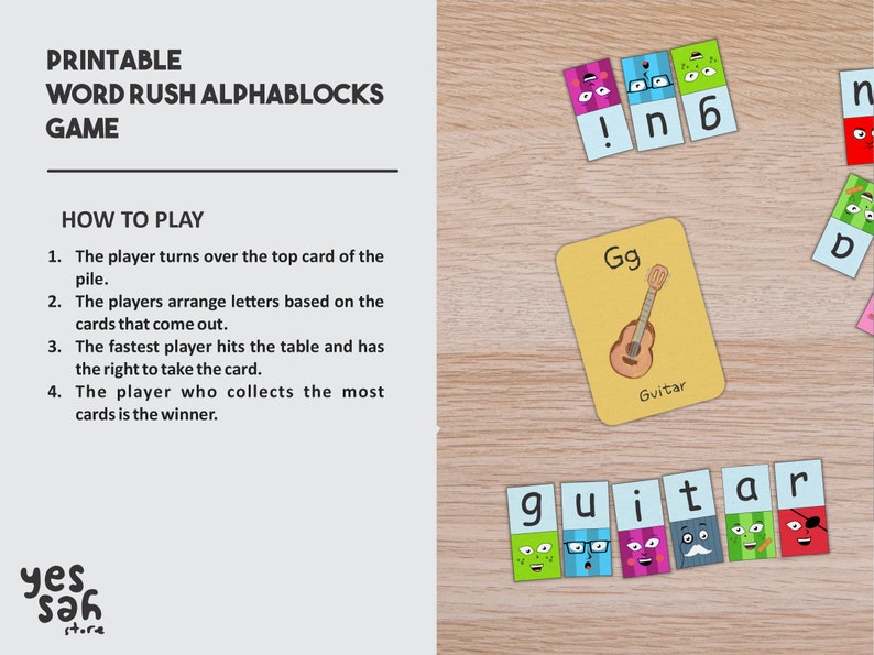 Digital Download Printable Word Rush Alphablocks Spelling Card Games - Etsy