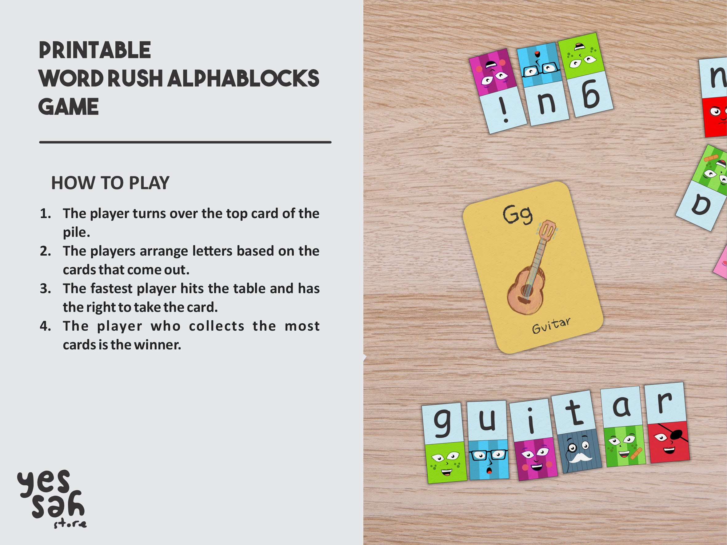 Digital Download Printable Word Rush Alphablocks Spelling Card Games - Etsy