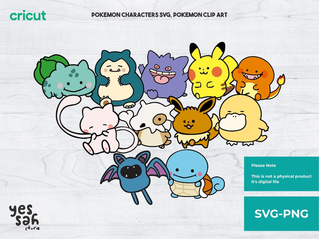 Pokemon Layered SVG Stickers Bundle, Cartoon Clip Art, Cartoon SVG ...