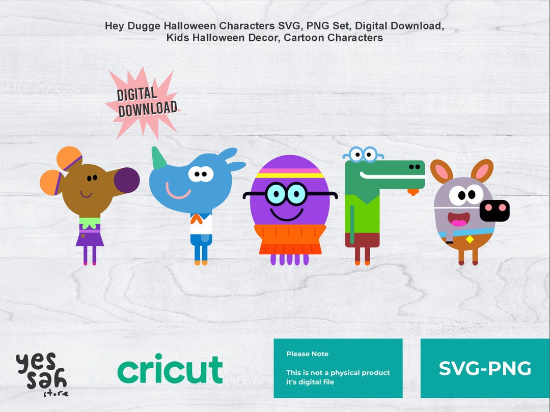 Hey Duggee Halloween Characters SVG PNG Set: Kids Decor (digital ...