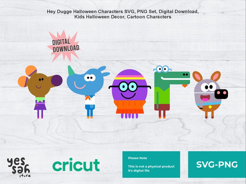 Hey Duggee Halloween Characters SVG PNG Set: Kids Decor (digital ...