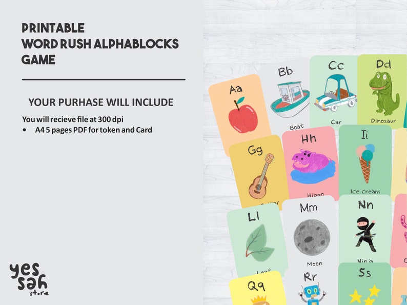 Digital Download Printable Word Rush Alphablocks Spelling Card Games - Etsy