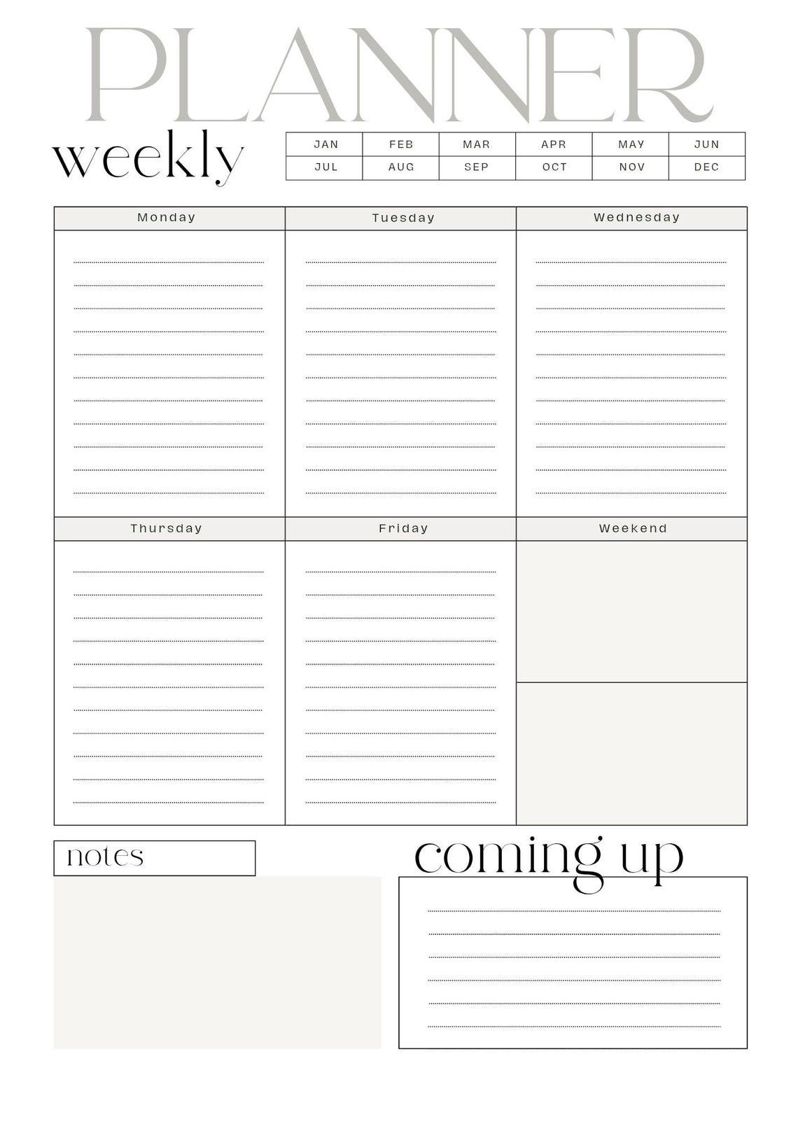 Simple Weekly Planner - Etsy