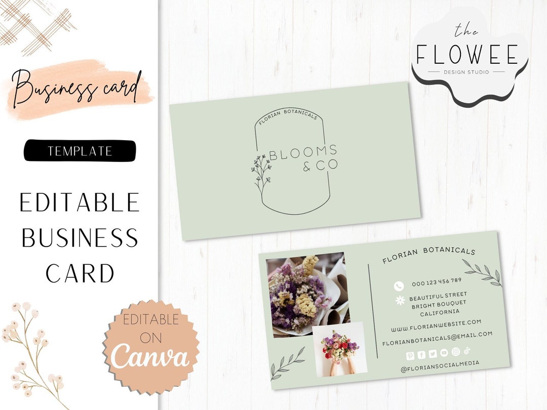 Minimalist Modern and Feminine Business Card Design Editable - Etsy