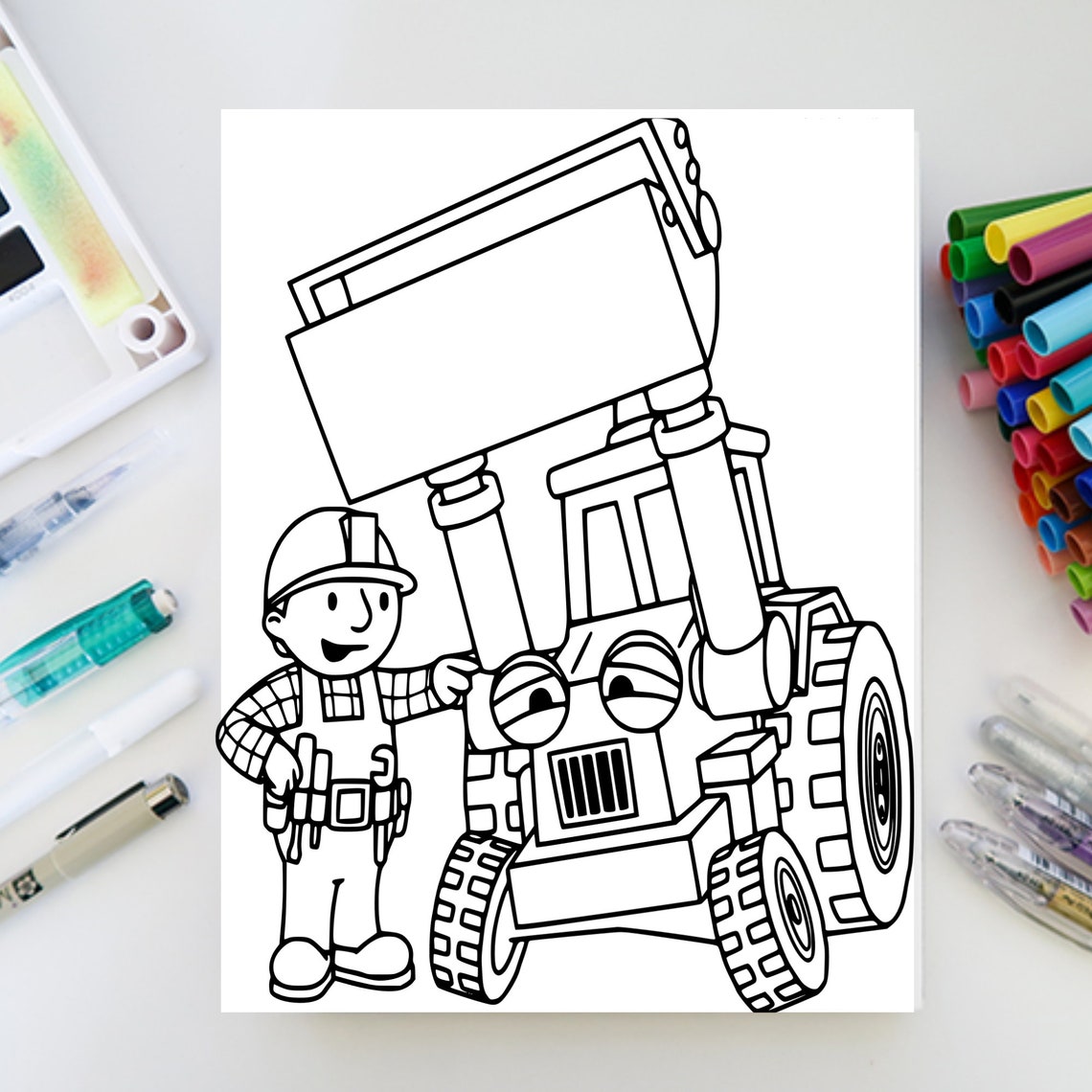 Coloring Pages: Cute Building Bob Cartoon Kids & Adult Coloring 87 ...