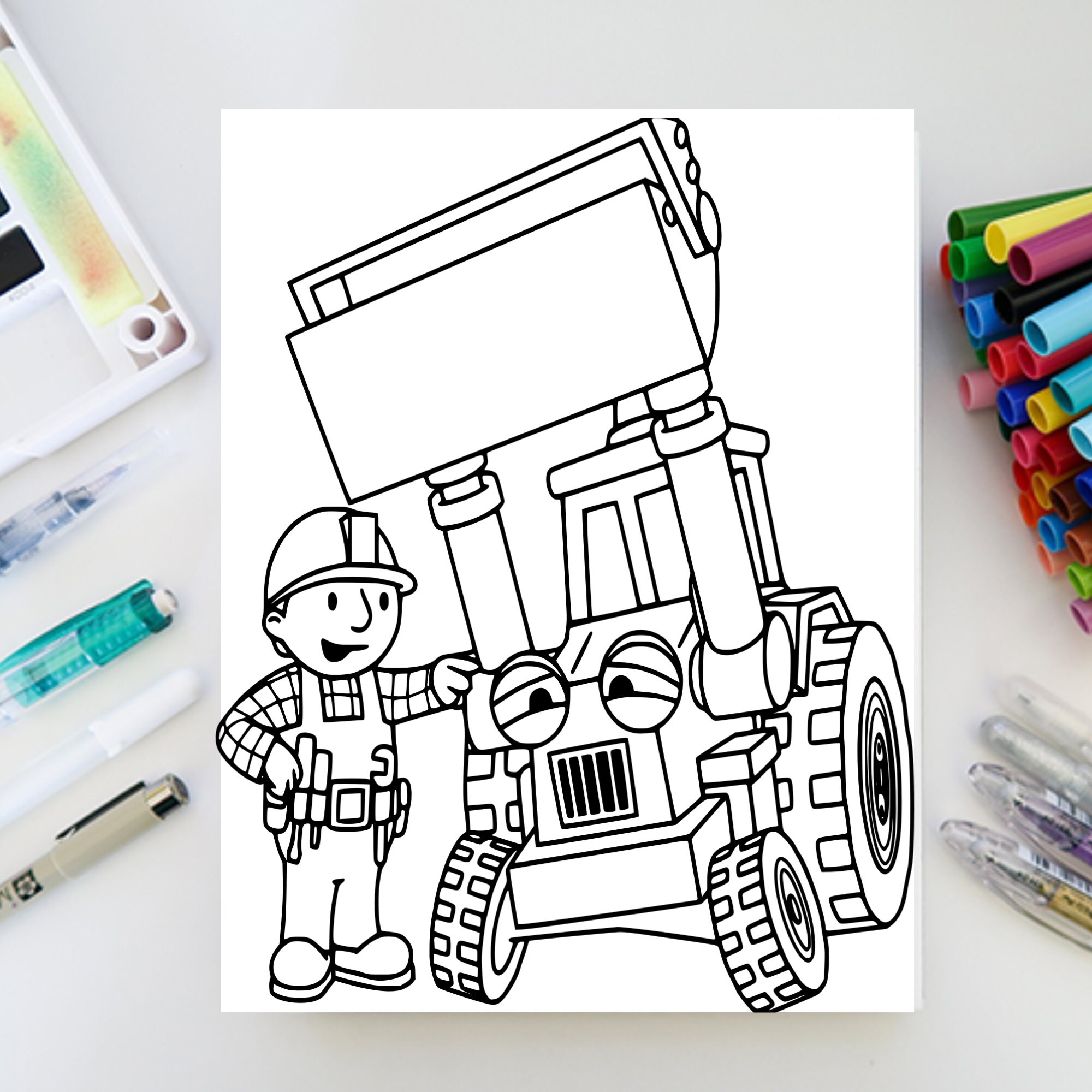 Coloring Pages: Cute Building Bob Cartoon | Kids & Adult Coloring| 87 ...