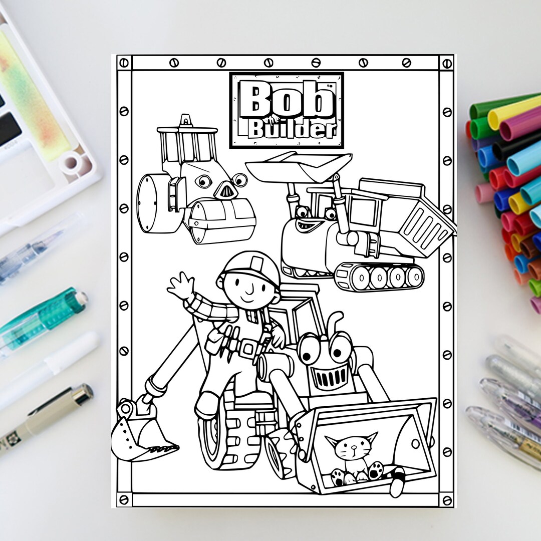 Coloring Pages: Cute Building Bob Cartoon | Kids & Adult Coloring| 87 ...