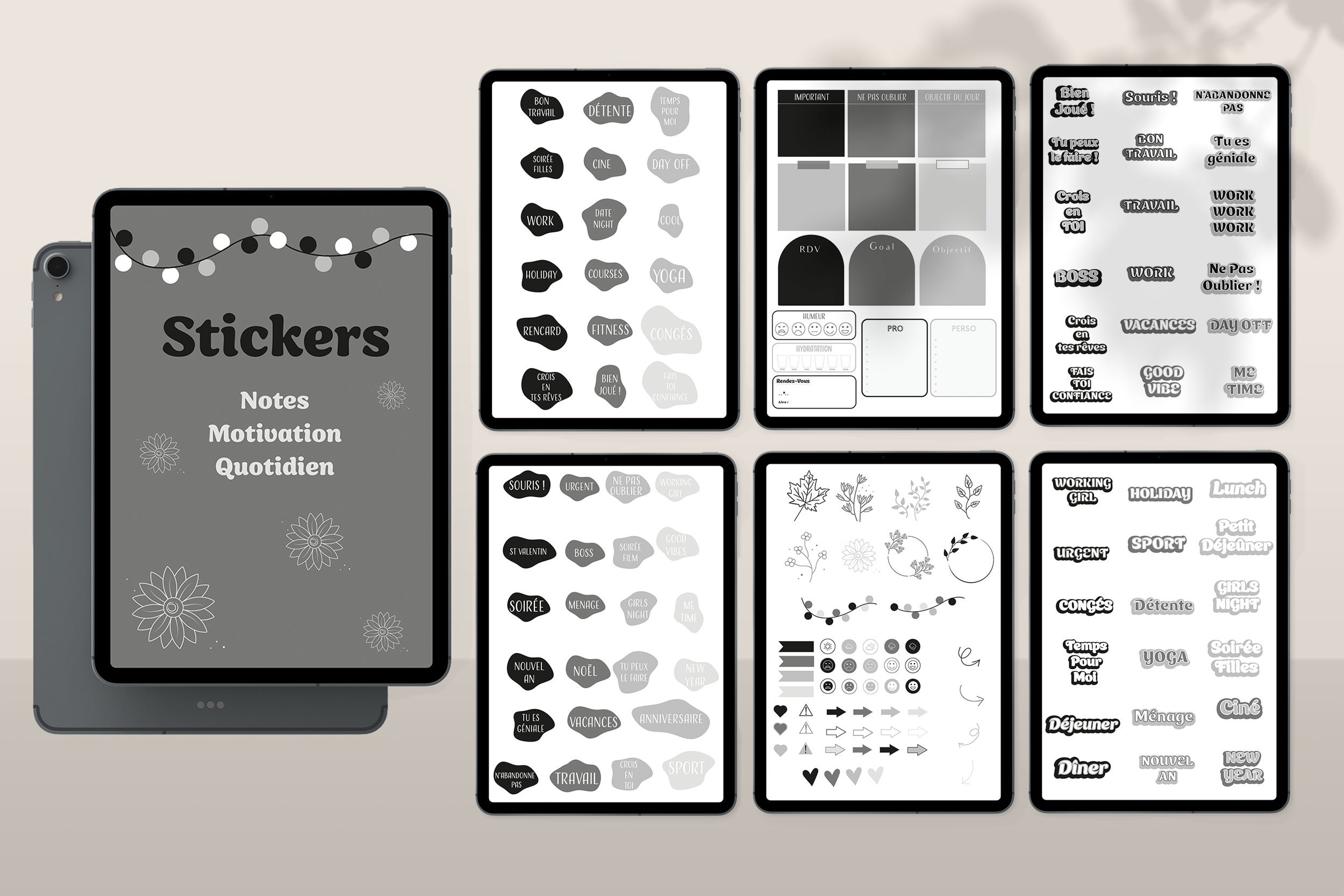 Digital Stickers in French PNG for Digital Agenda Goodnotes Daily ...