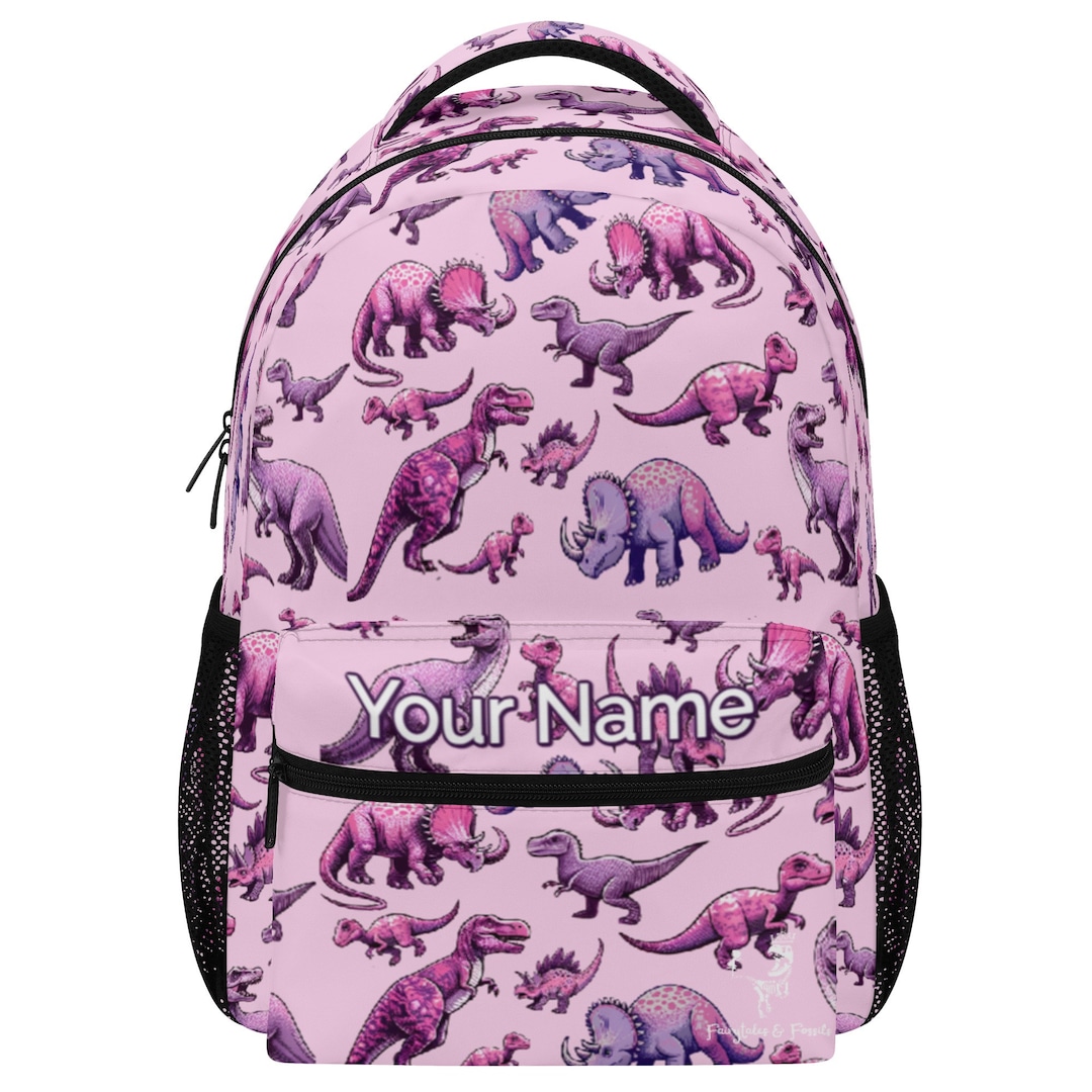 Personalised Dinosaur Backpack, Dinosaur School Bag, Girl Dinosaur ...