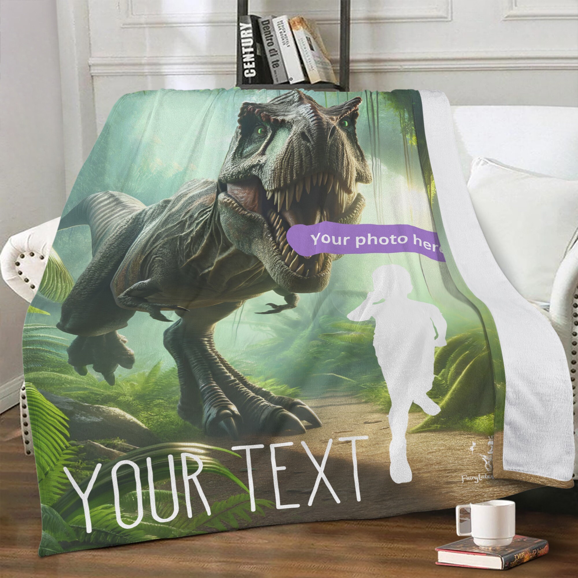 Personalized T-rex Chase Blanket - Etsy
