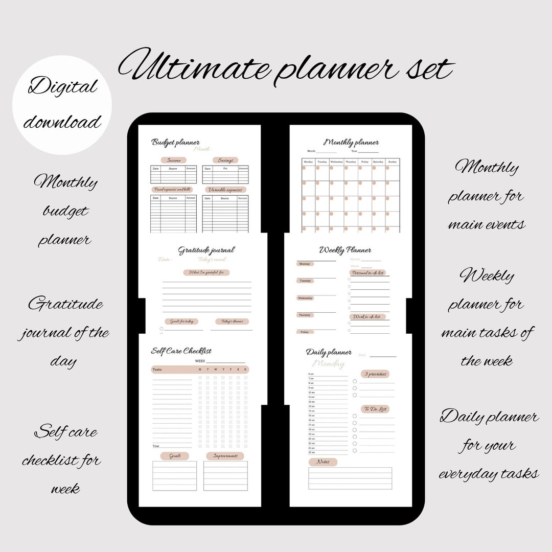 Digital Planner Set Print And Use - Etsy