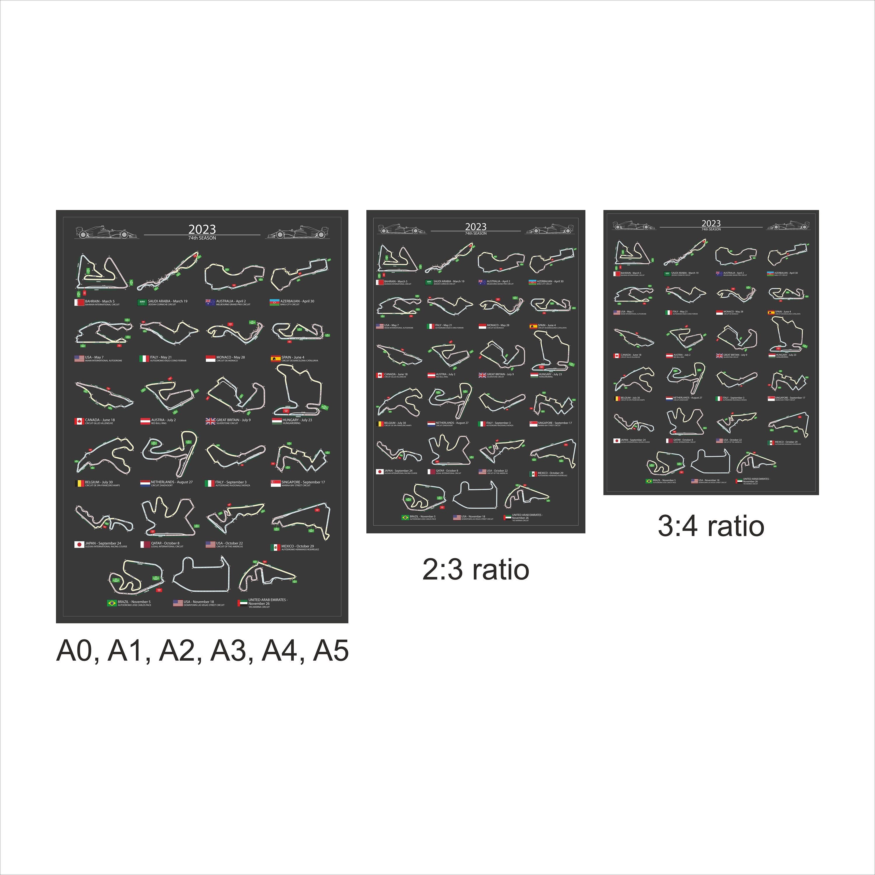 Formula 1 2023 Calendar, Printable F1 2023 Calendar, Formula 1 Circuits ...