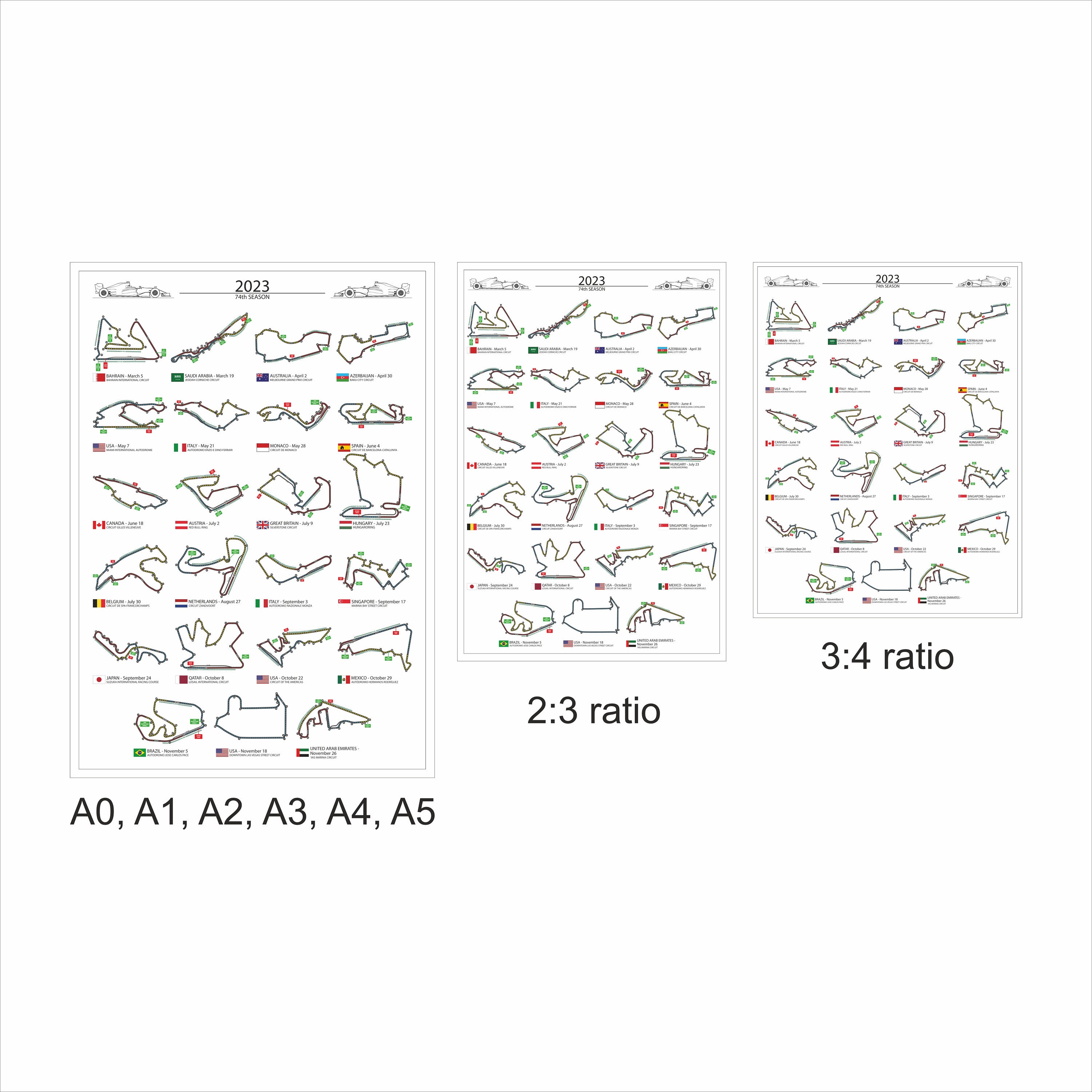 Formula 1 2023 Calendar, Printable F1 2023 Calendar, Formula 1 Circuits ...