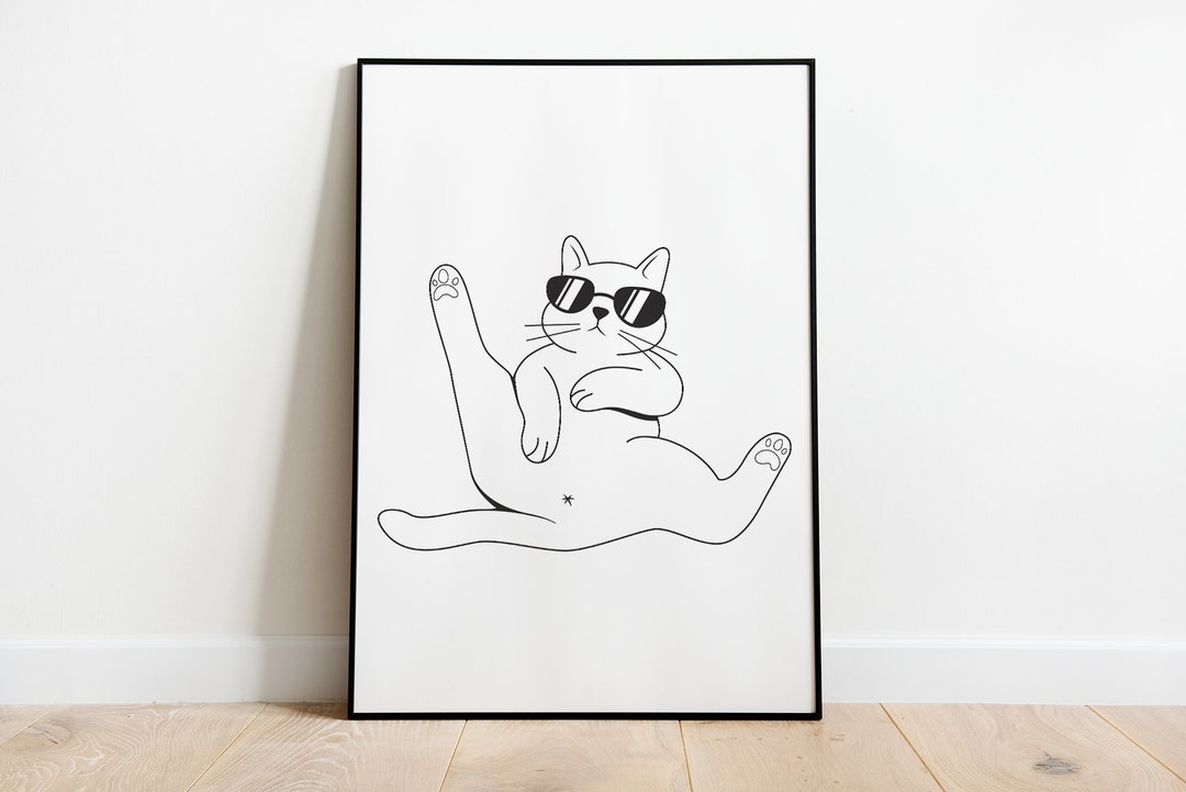 Funny Cat Poses Printable Wall Art, Cute Gift for Cat Owner, Digital ...