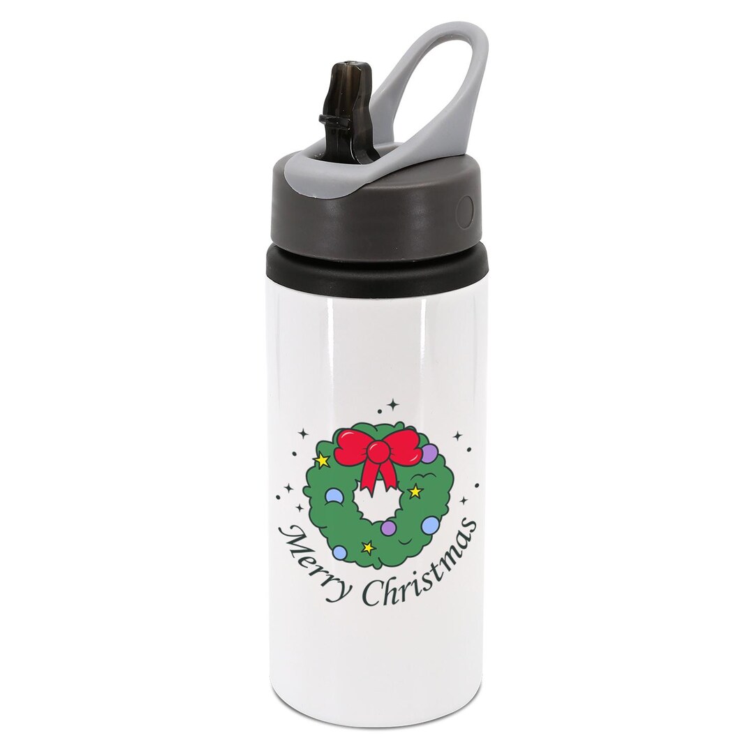 Merry Christmas Wreath Water Bottle With Handle Cute Xmas Christmas ...