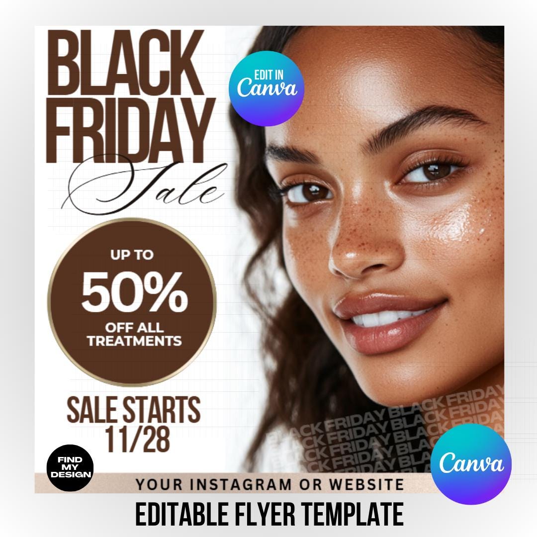 Black Friday Skincare Flyer Template | Editable Canva Beauty Promo ...