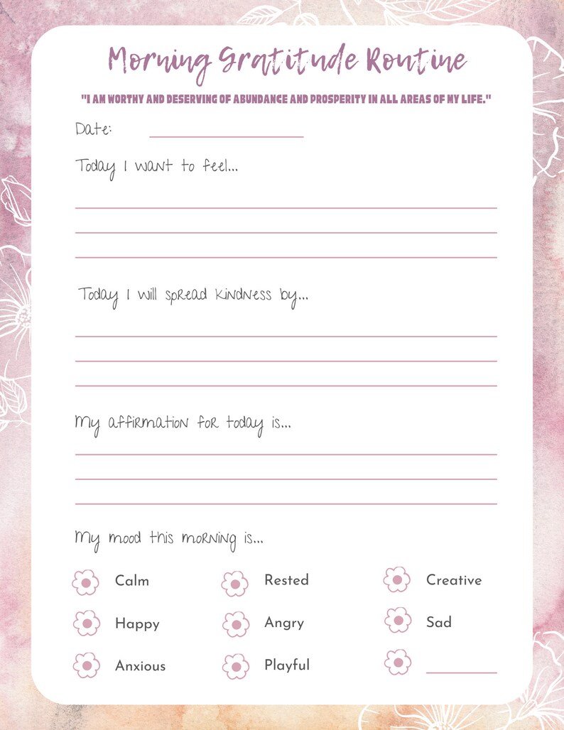 Printable Daily Morning Journal | Affirmations | Reflections | Instant ...