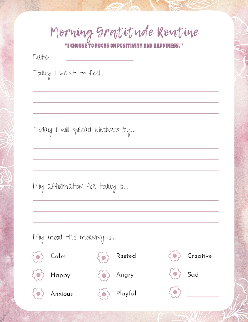 Printable Daily Morning Journal | Affirmations | Reflections | Instant ...