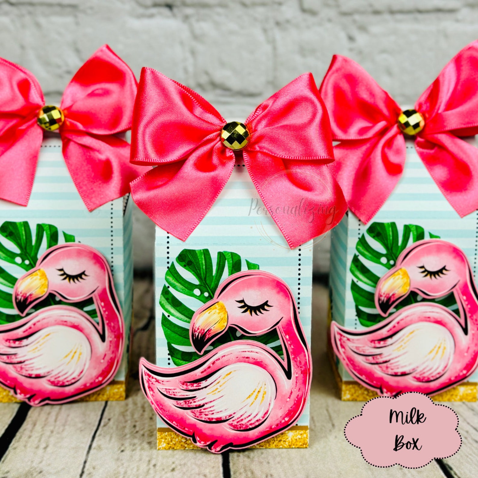 Tropical Flamingo Favor Box Set of 5, Tropical Birthday Party ...