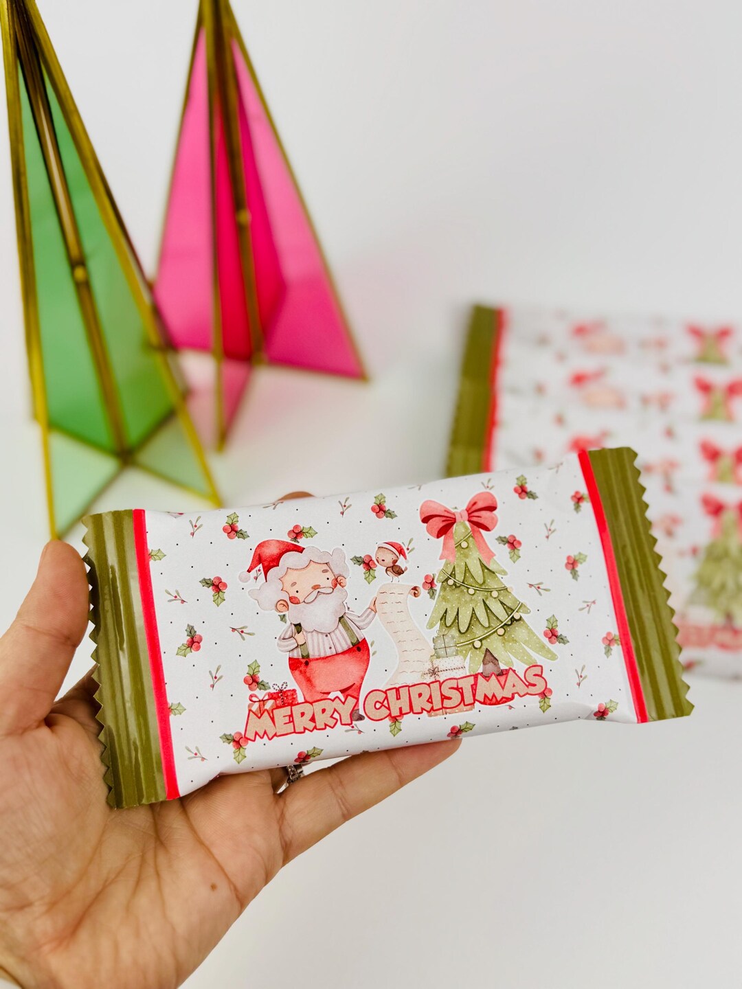 Christmas Chocolate Kitkat Wrapped Set of 5, Christmas Stocking Stuffer ...
