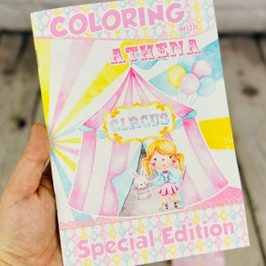 Pink Circus Themed Favor Coloring Book, Circus Watercolor Coloring Book ...
