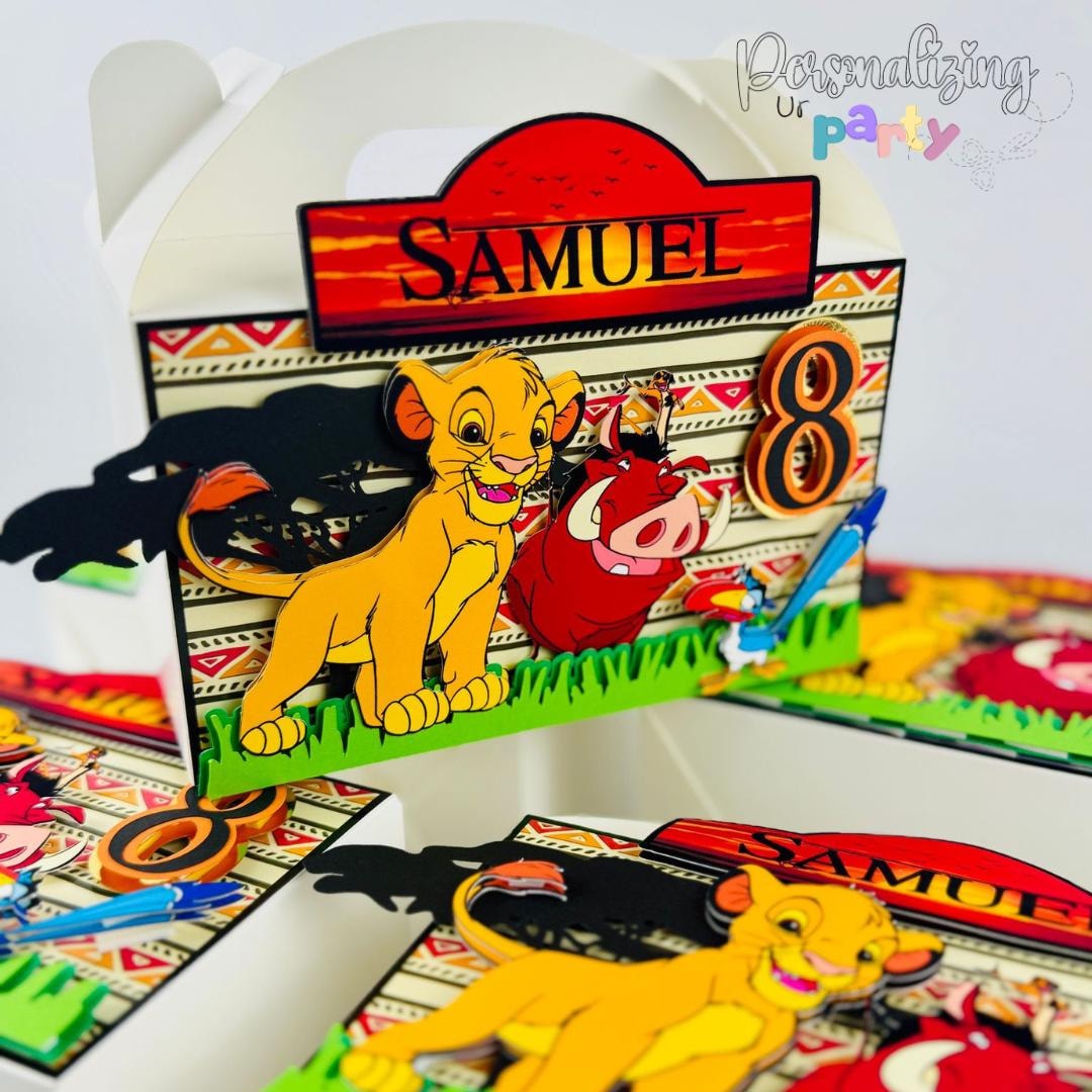 The Lion King Gable Box Set of 5, Lion King Birthday Favor Boxes, Lion ...