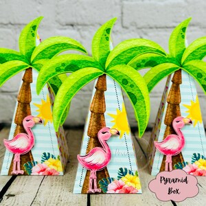 Tropical Flamingo Favor Box Set of 5, Tropical Birthday Party ...