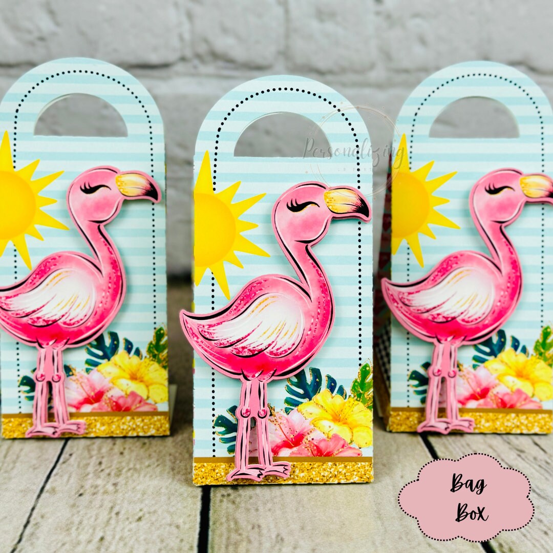 Tropical Flamingo Favor Box Set of 5, Tropical Birthday Party ...