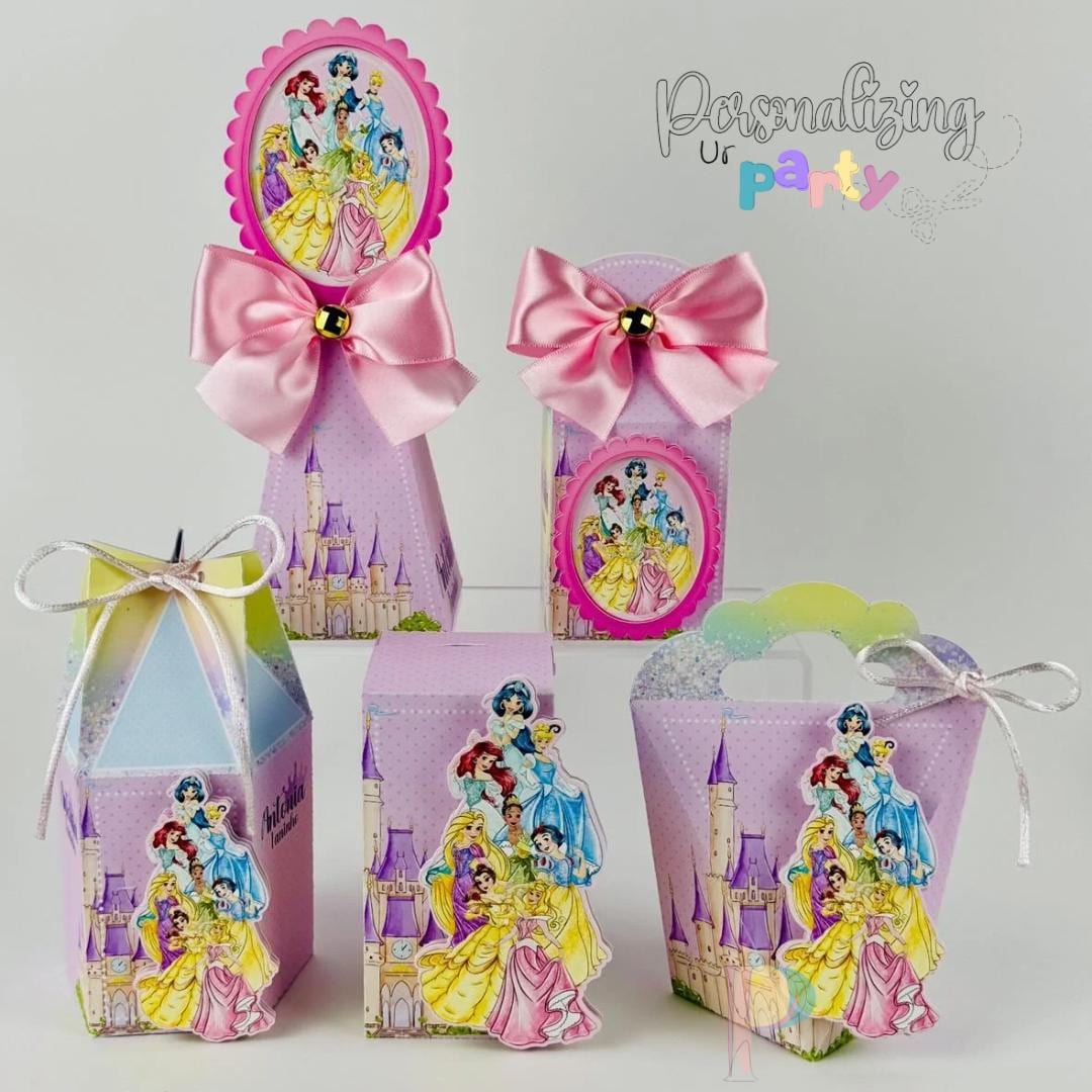 Princess Favor Box Set of 5, Princess Party Favor Garden, Cinderella ...