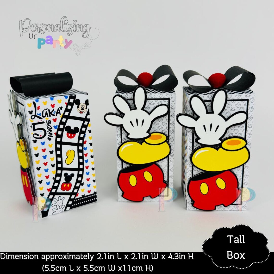 Mickey Mouse Favors Set of 5, Mickey Birthday Favor Boxes, Mickey ...