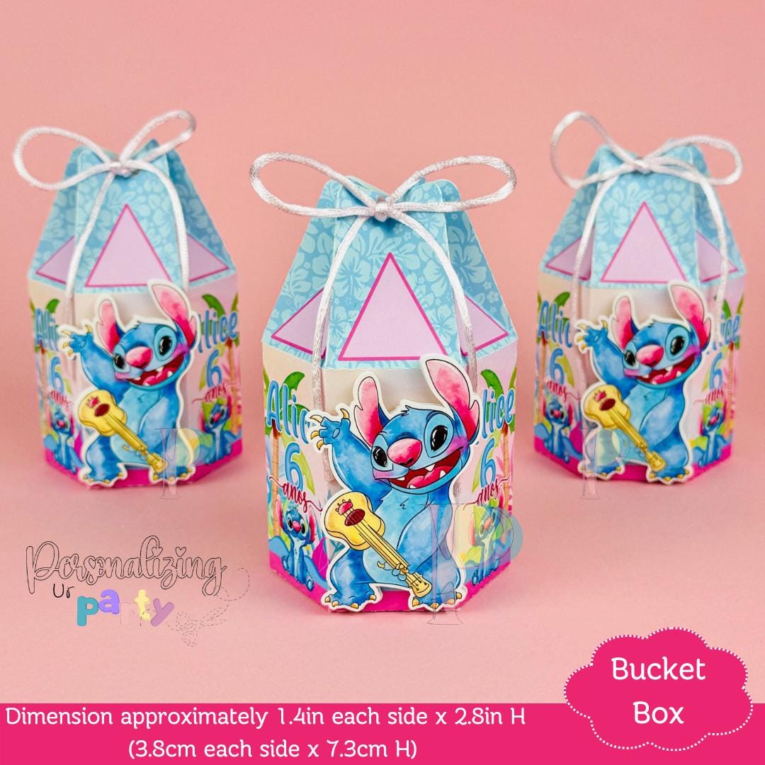 Stitch Favor Boxes Set of 5, Stitch and Angel Birthday Party Favor ...