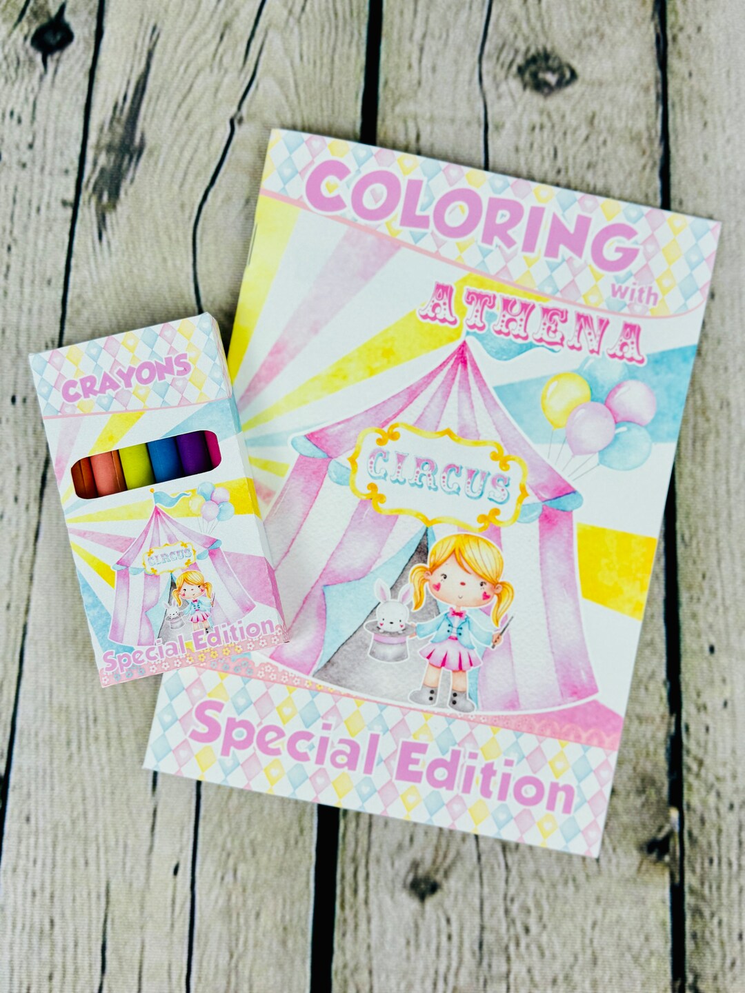 Pink Circus Themed Favor Coloring Book, Circus Watercolor Coloring Book ...