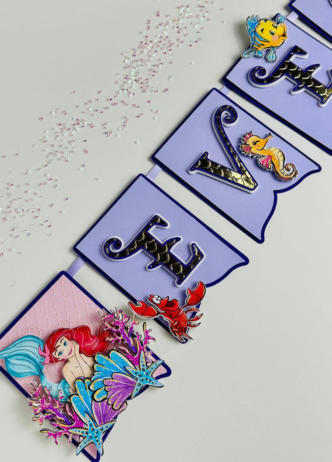 Mermaid Ariel Inspired Banner, Little Mermaid Name Banner, Mermaid ...