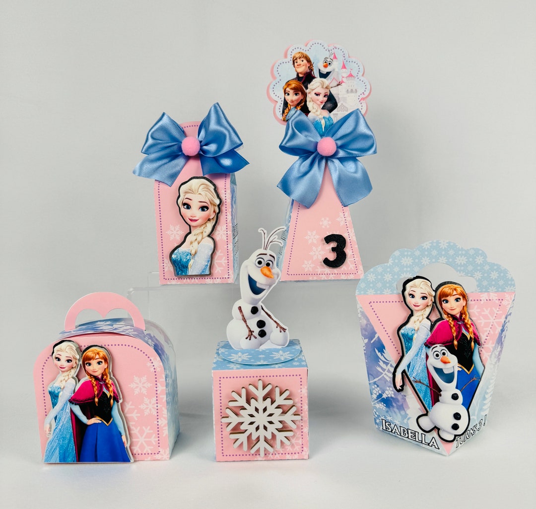 Frozen Themed Favor Box Set of 5 Bundle, Frozen Anna & Elsa Favor Box ...