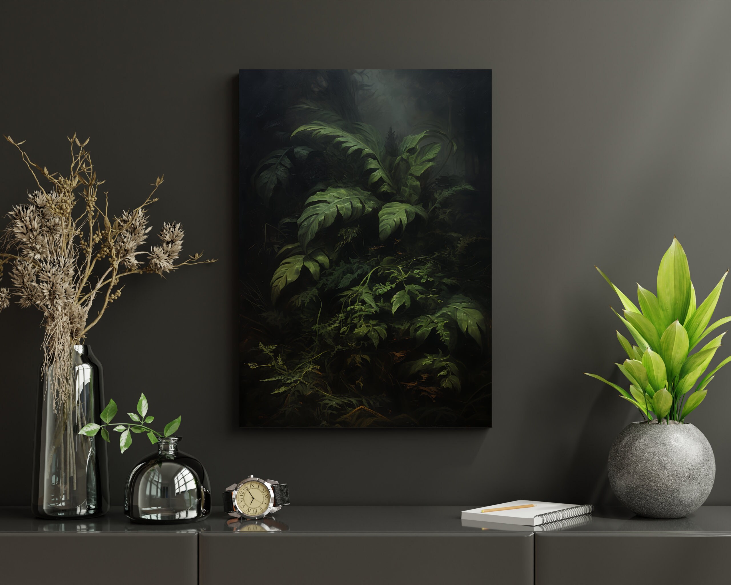 Dark Forest Ferns Wall Art Moody Rustic Home Decor Dark Academia ...
