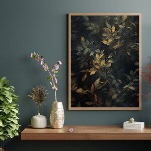 Dark Foliage Poster Moody Wall Art Forest Plants Aesthetic Wallpaper ...