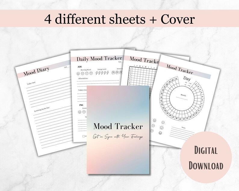 Printable Mood Tracker Bundle, Self-care and Menthal Health Tracker - Etsy