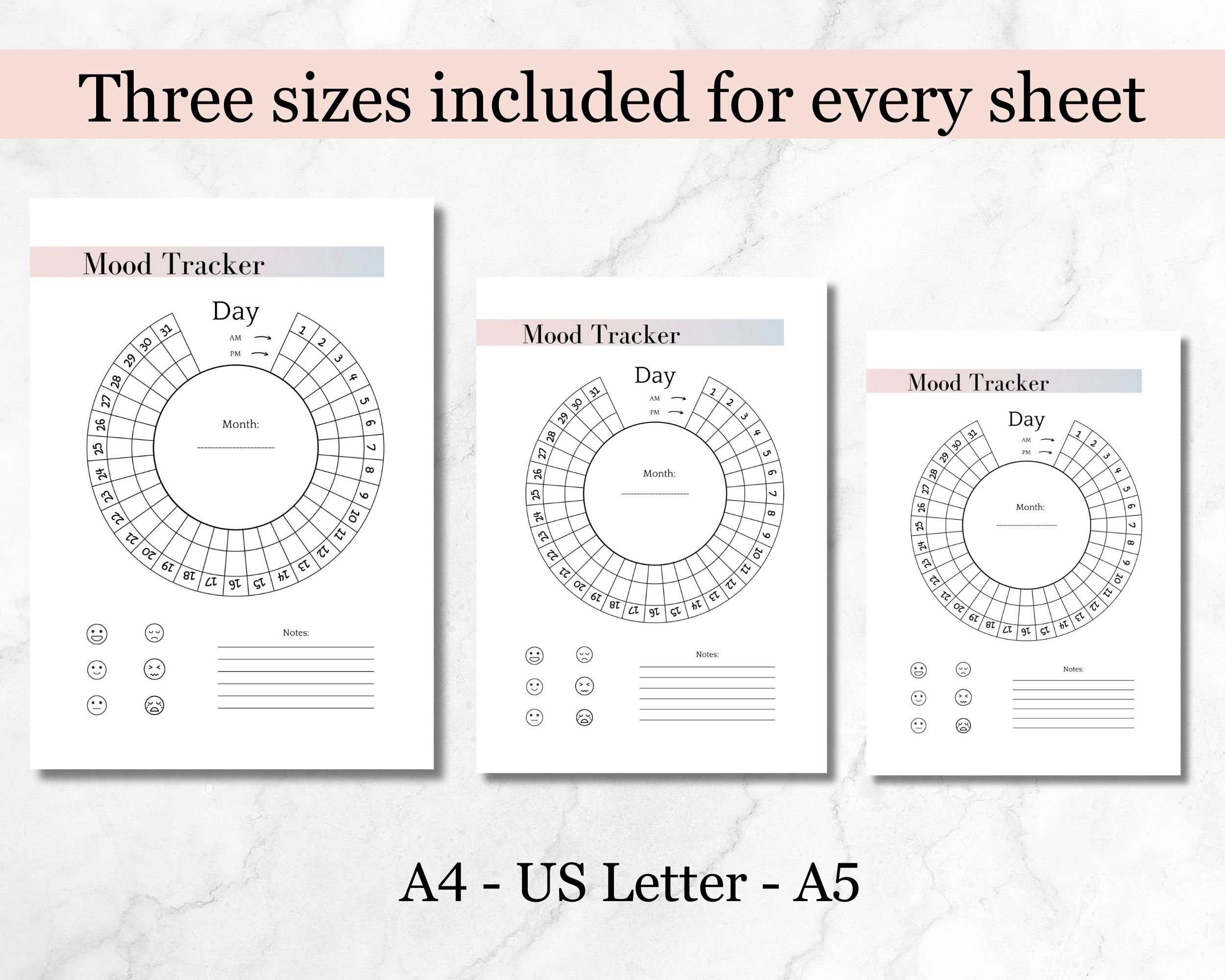 Printable Mood Tracker Bundle, Self-care and Menthal Health Tracker - Etsy