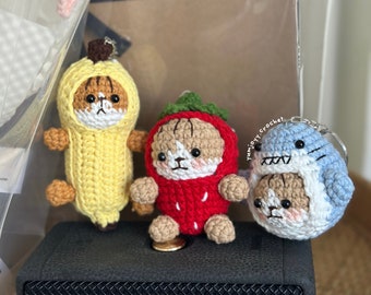 Cute Funny Crochet Baby Cat Keychain, Crochet Keychain, Handmade ...