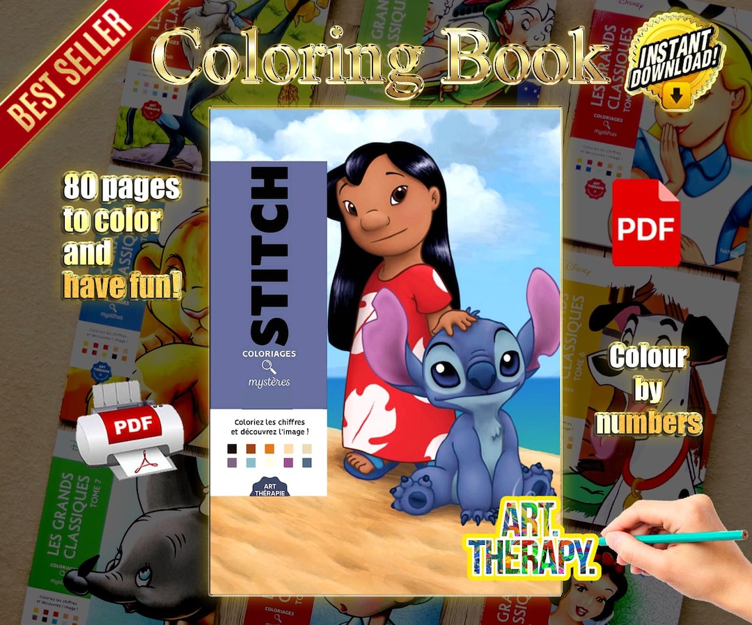 Stich Disney Color by Numbers Coloring Book - Etsy