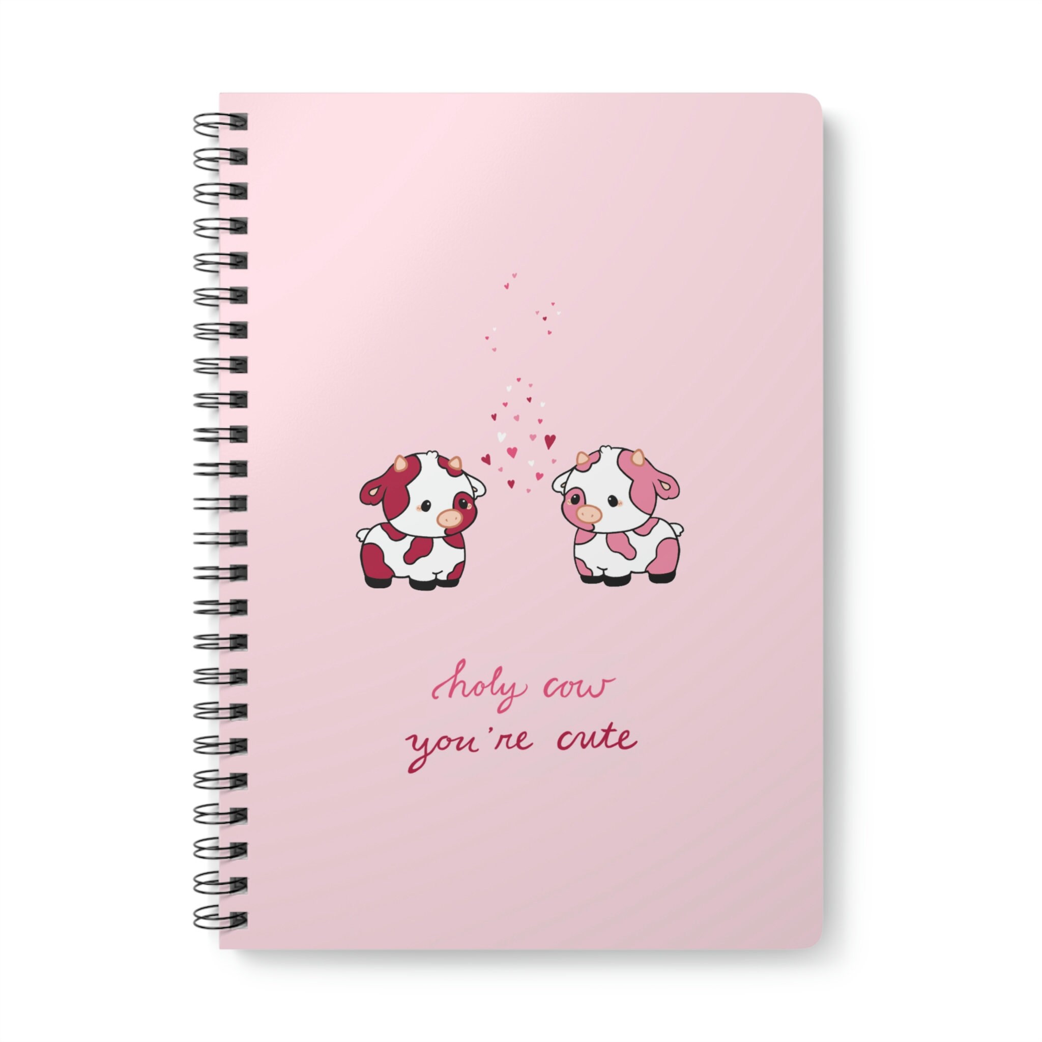 Pink Cute Cow Love Heart Valentine's Day Wirobound - Etsy