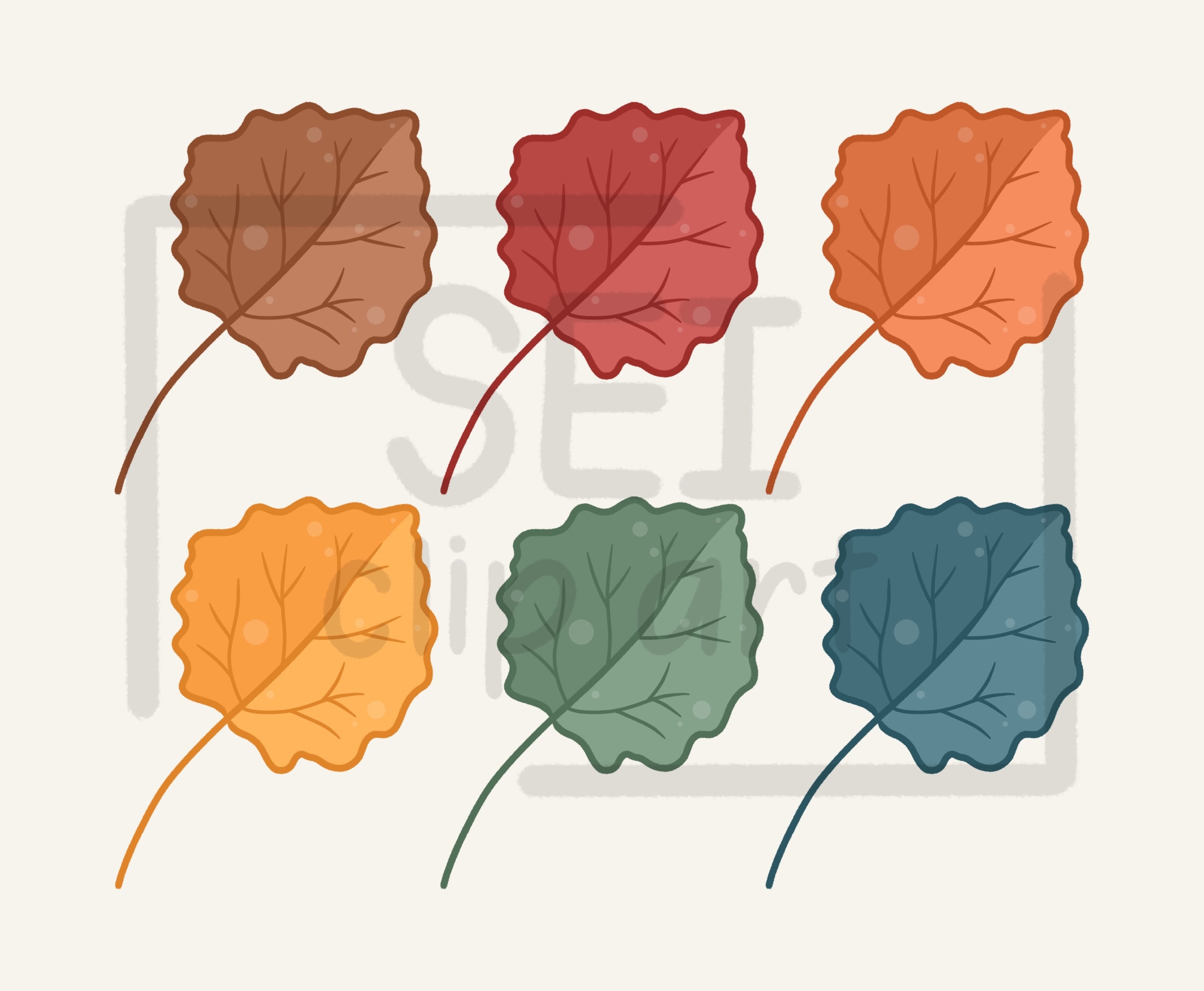 Digital Aspen Leaf Clip Art Set, for Personal or Commercial Use, High ...