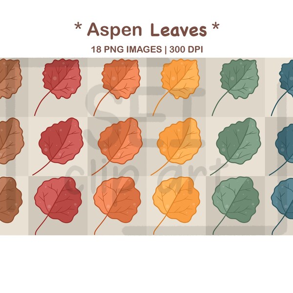 Aspen Leaf Clip Art - Etsy