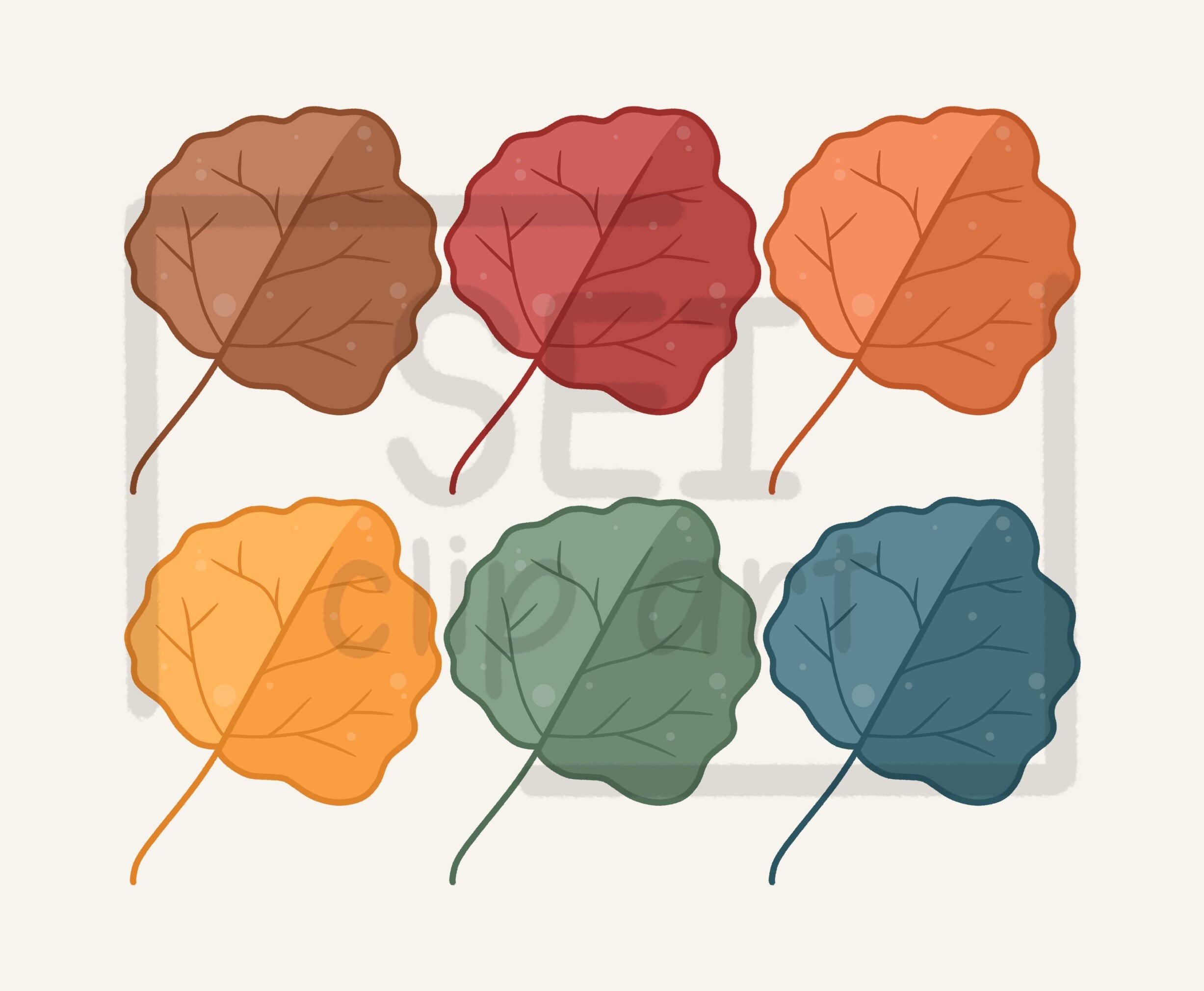 Digital Aspen Leaf Clip Art Set, for Personal or Commercial Use, High ...