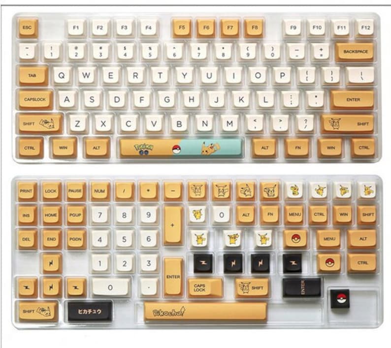 139 Key Pika Pokemon Pbt Dye Subbed Key Cap for MX Switch Mechanical ...