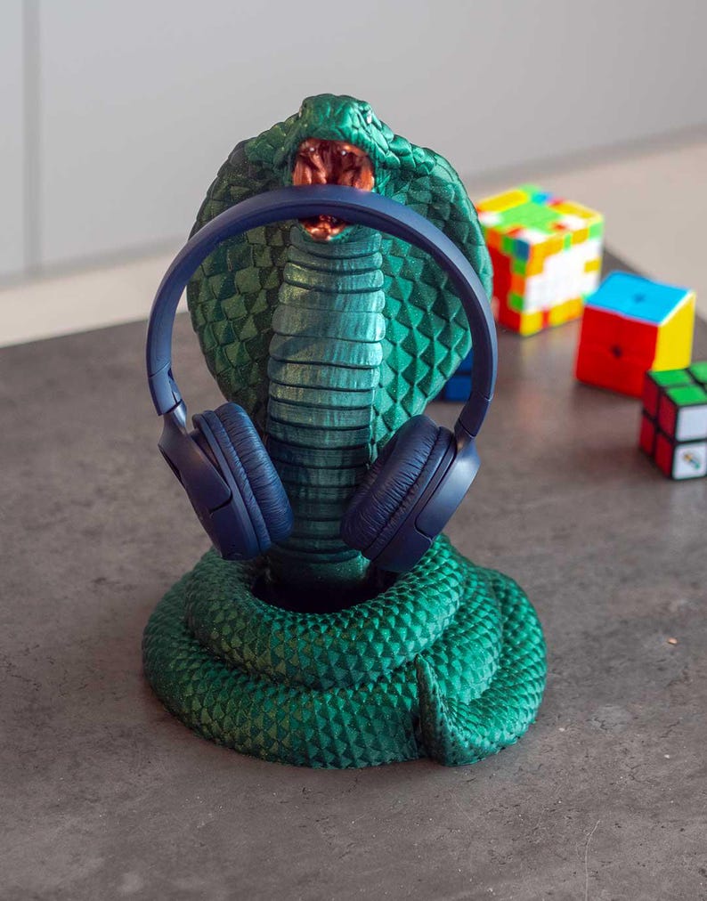 Cobra Headphone Stand – 3D Printed Snake Headset Holder, PLA Statue for ...