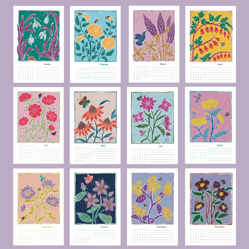 2026 Wildflowers & Pollinators Wall Calendar | Botanical Art - Etsy