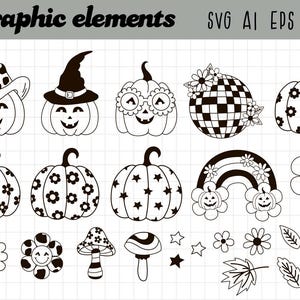 Groovy Halloween Clipart, Retro Fall Png, Halloween SVG, Groovy ...