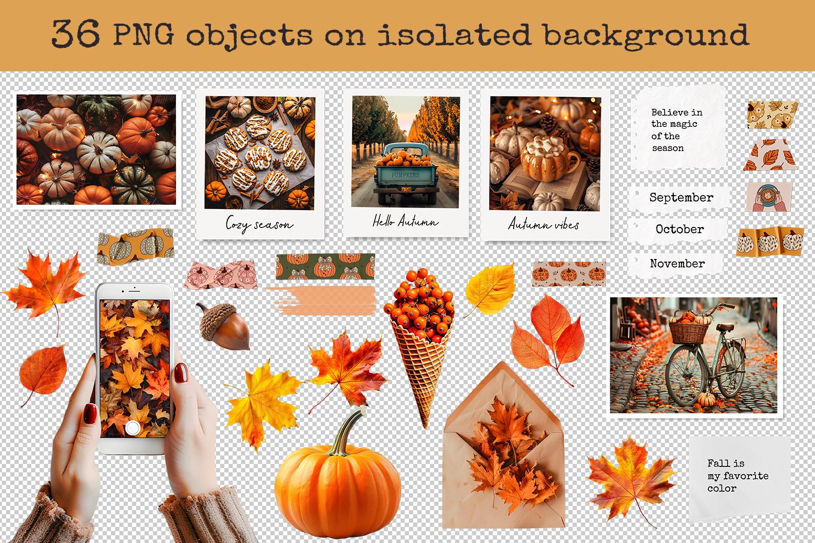 Cozy Autumn Clipart, Autumn PNG, Fall Vibes Clipart, Autumn Leaves ...